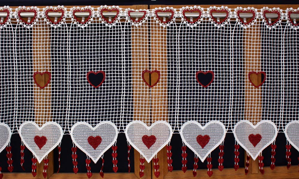 Brise bise en macramé brodé couleur rouge