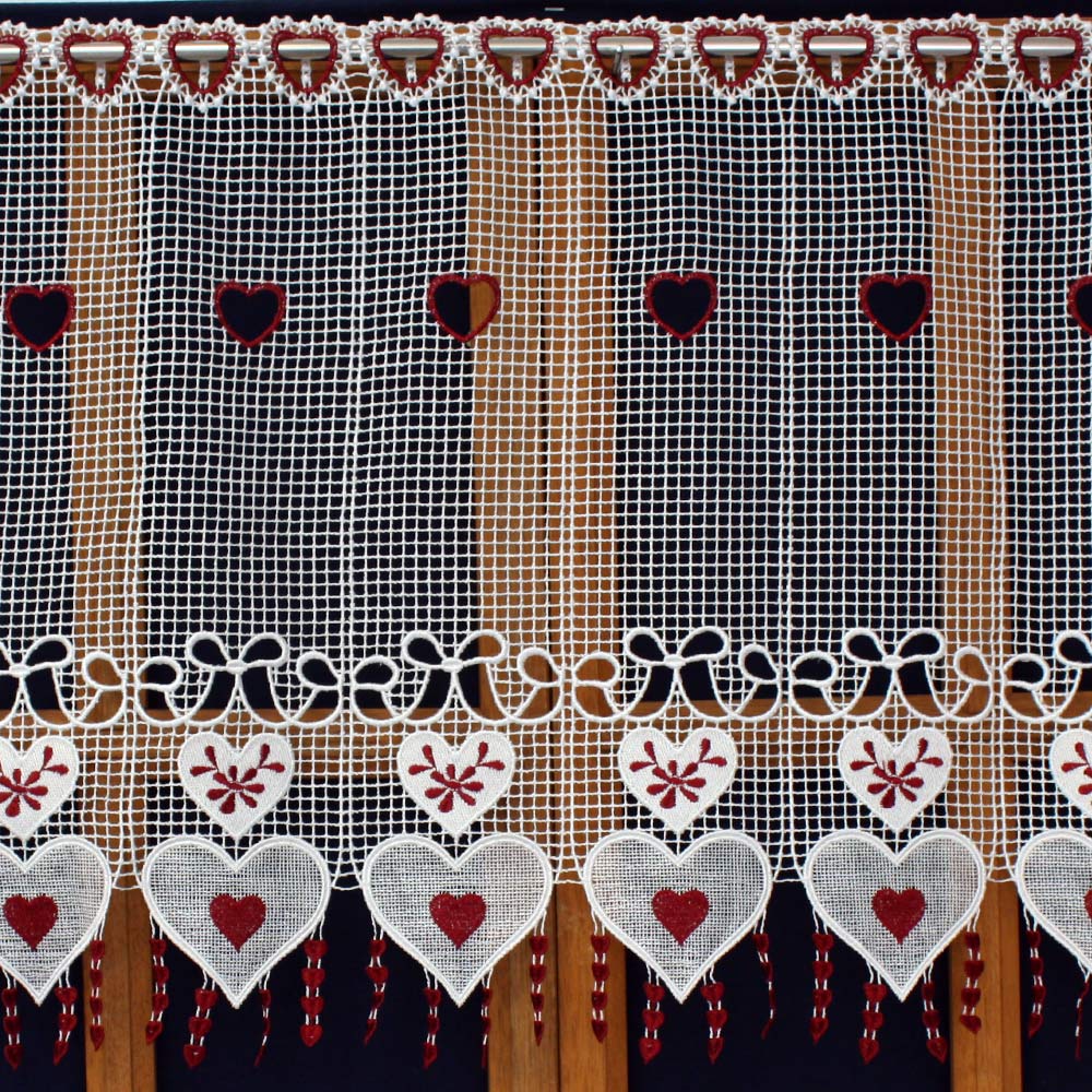 Brise bise en macramé brodé couleur rouge